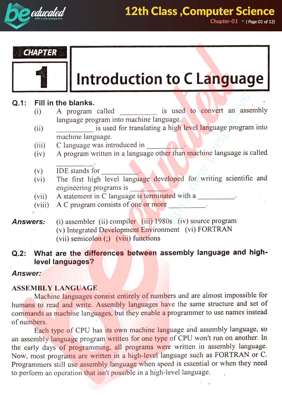 Chapter 1 Computer Science ICS Part 2 Notes - Inter Part 2 Notes Chapter 1 Computer Science ICS Part 2 Notes - Inter Part 2 Notes