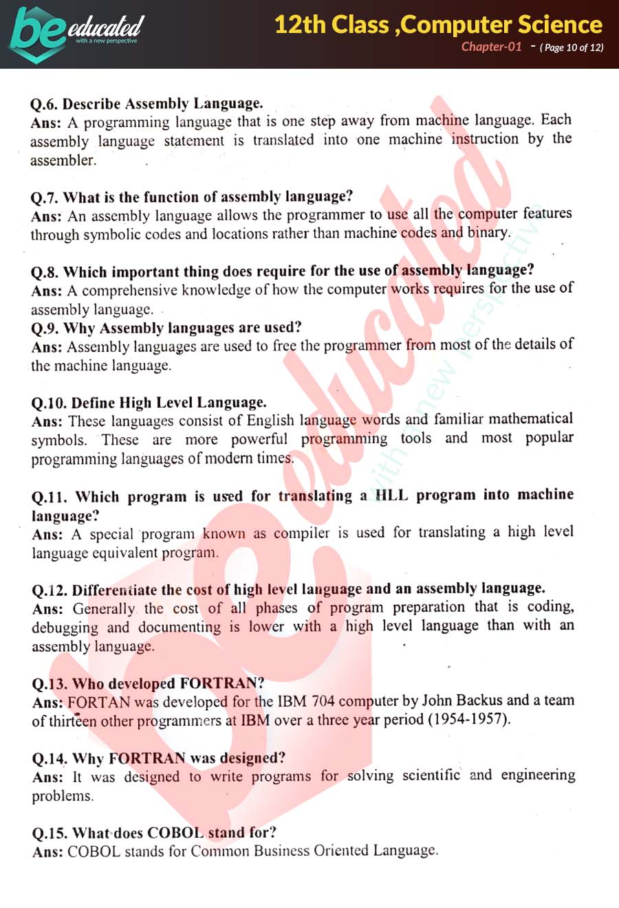 Chapter 1 Computer Science ICS Part 2 Notes - Inter Part 2 Notes Chapter 1 Computer Science ICS Part 2 Notes - Inter Part 2 Notes