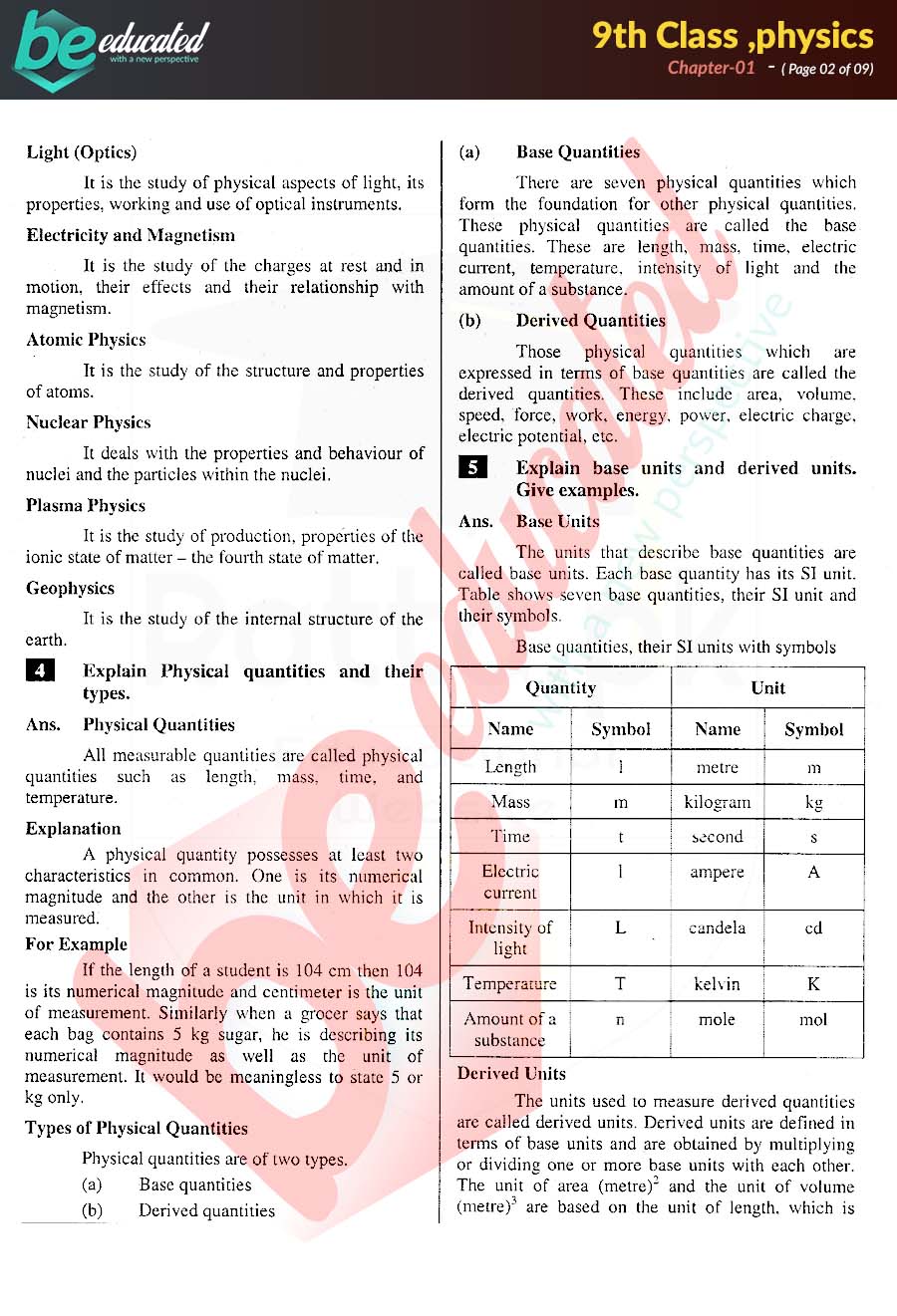 Chapter 1 Physics 9th Class Notes Matric Part 1 Notes