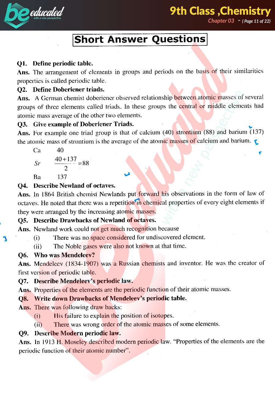 Chapter 3 Chemistry 9th Class Notes - Matric Part 1 Notes Chapter 3 Chemistry 9th Class Notes - Matric Part 1 Notes