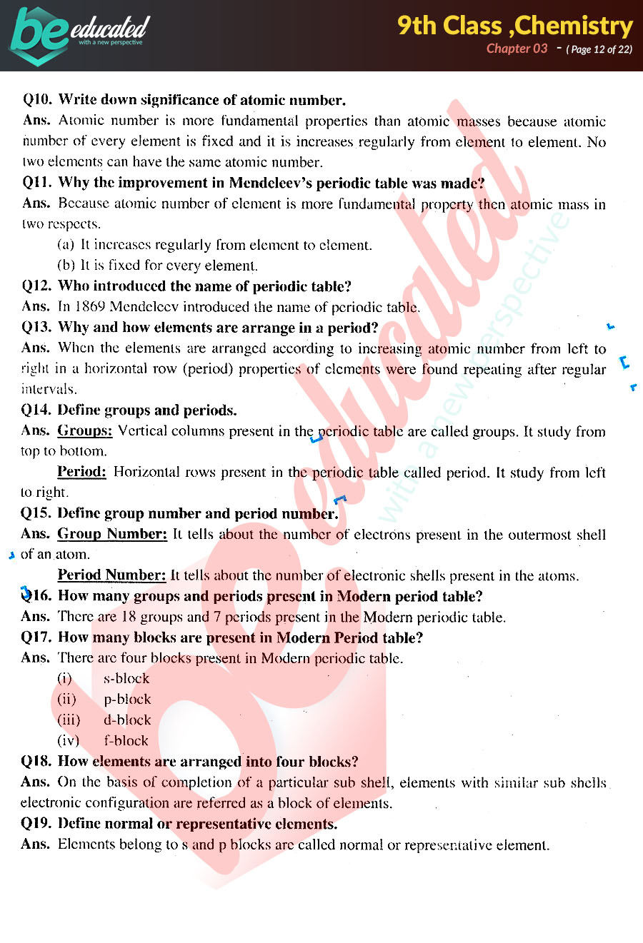 Chapter 3 Chemistry 9th Class Notes - Matric Part 1 Notes Chapter 3 Chemistry 9th Class Notes - Matric Part 1 Notes