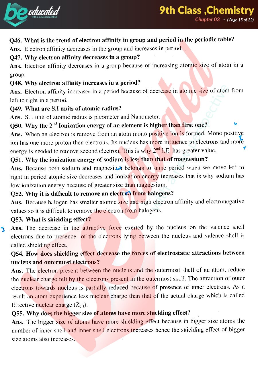 Chapter 3 Chemistry 9th Class Notes - Matric Part 1 Notes Chapter 3 Chemistry 9th Class Notes - Matric Part 1 Notes