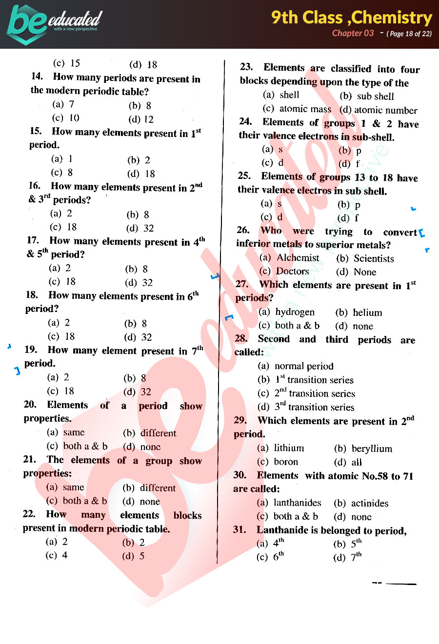 Chapter 3 Chemistry 9th Class Notes - Matric Part 1 Notes Chapter 3 Chemistry 9th Class Notes - Matric Part 1 Notes